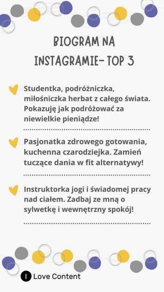 Biogram na Instagramie – 20 przykładów - I Love Content